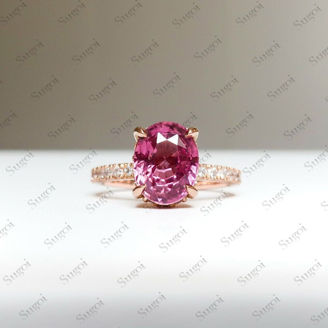 14K Solid Gold Natural Rubellite Tourmaline Gemstone Ring, Tourmaline ...