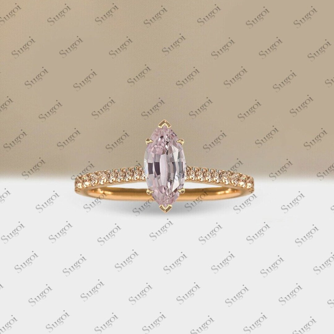 Marquise Cut Morganite Engagement Ring Rose Gold Engagement Ring ...