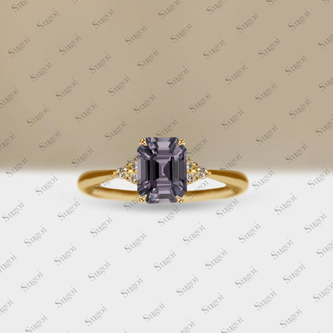 1.72 Radiant Grey Spinel Engagement Ring, Natural Spinel Ring, 14k ...