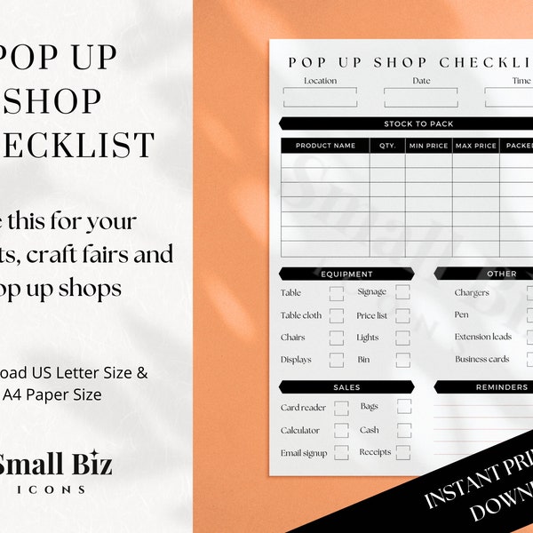 Pop up Checklist - Etsy