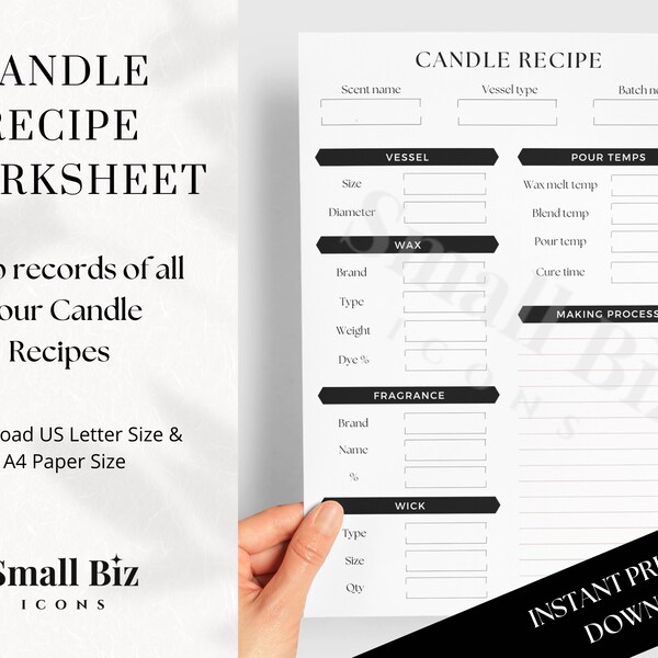 Candle Recipe Sheet - Etsy