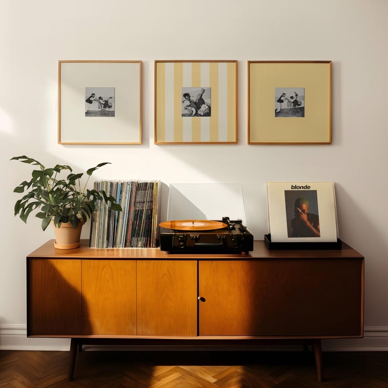 Custom Photo Mat Prints: Set of 3 Yellow Stripe Passepartout Posters ...
