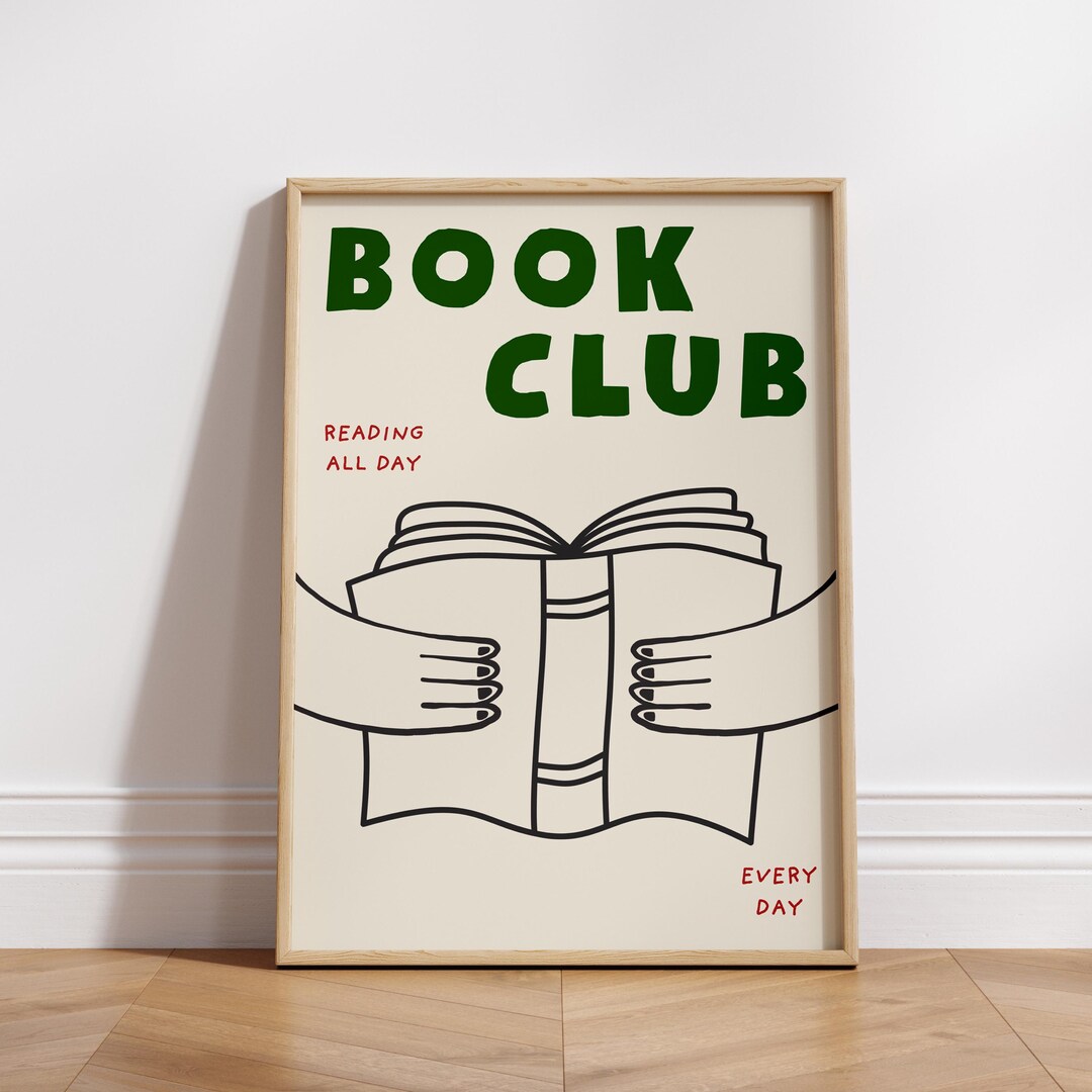 Retro Book Club Print, Retro Apartment Wall ART PRINTABLE Bookish Print ...