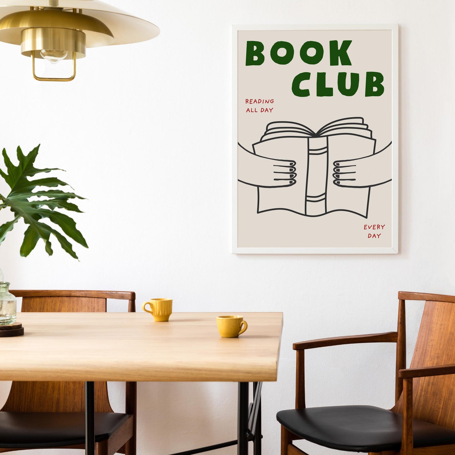 Retro Book Club Print, Retro Apartment Wall ART PRINTABLE Bookish Print ...