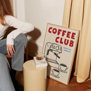 Coffee Club Art Print Kitchen Poster, Retro Kitchen Wall Art PRINTABLE ...