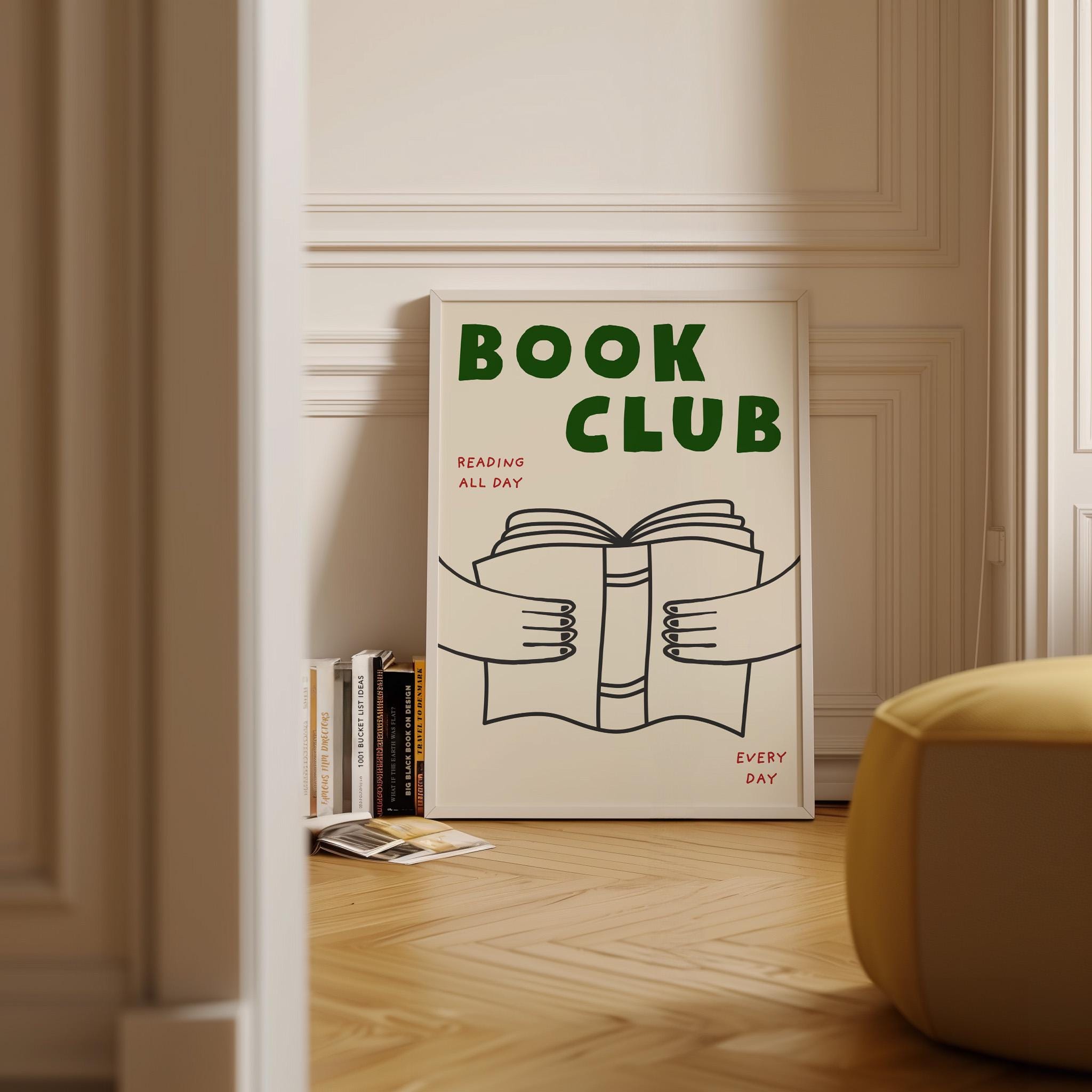 Retro Book Club Print, Retro Apartment Wall ART PRINTABLE Bookish Print ...