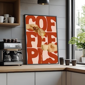 Retro Kitchen Wall Art PRINTABLE Coffee Print, Coffee Station Apartment ...