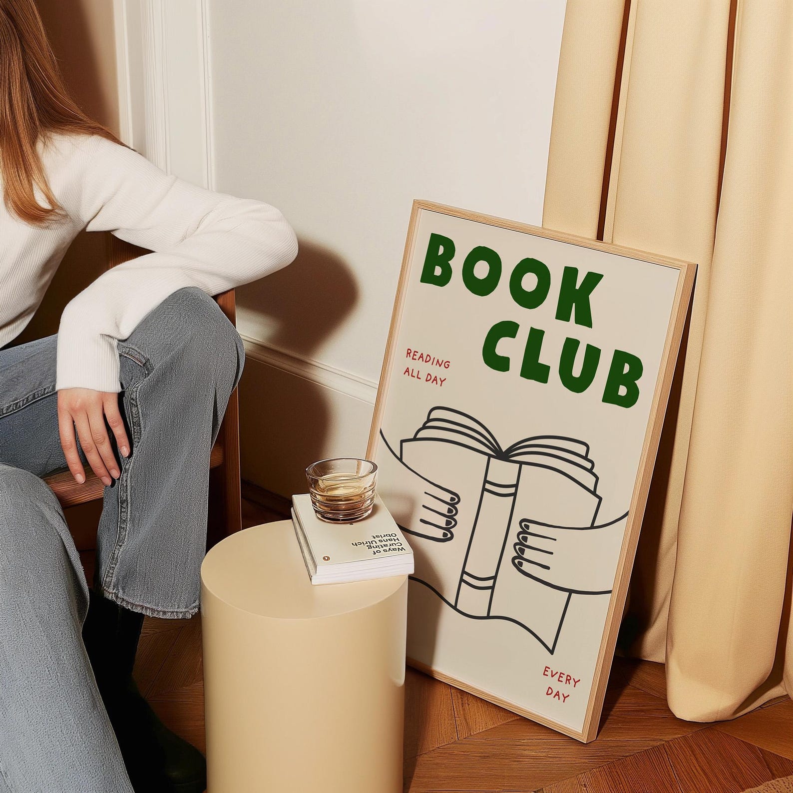 Retro Book Club Print, Retro Apartment Wall ART PRINTABLE Bookish Print ...