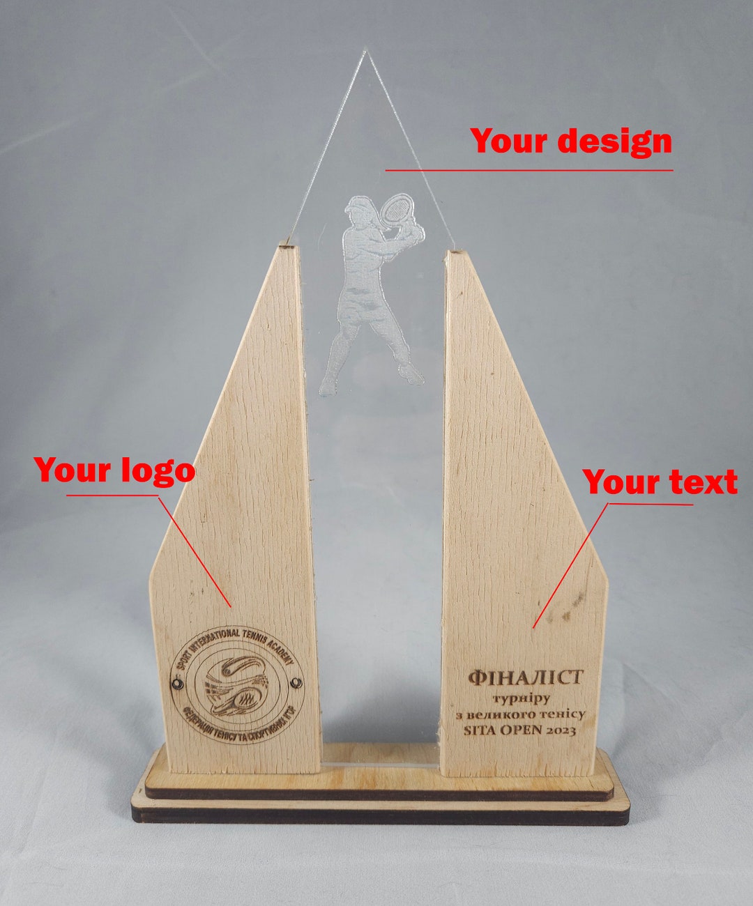 Award Trophy Cup Wooden Hand Made Tennis Soccer Football Baseball Golf ...