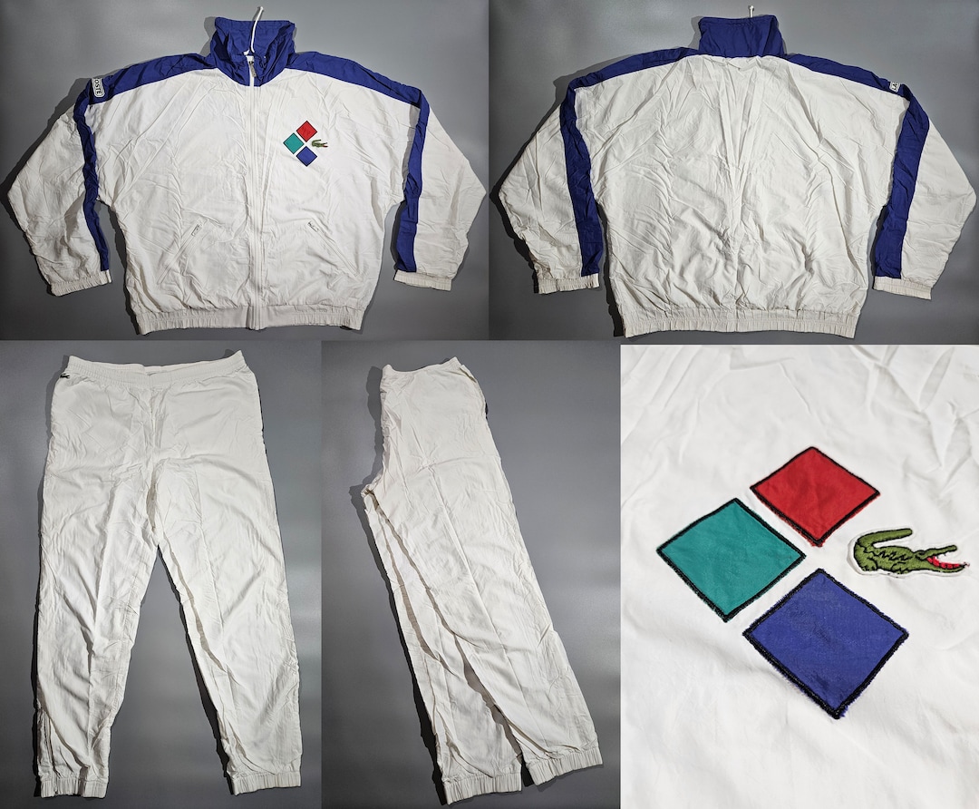 Lacoste Chemise Vintage 90s Men's Made in France White Tracksuit Suit ...