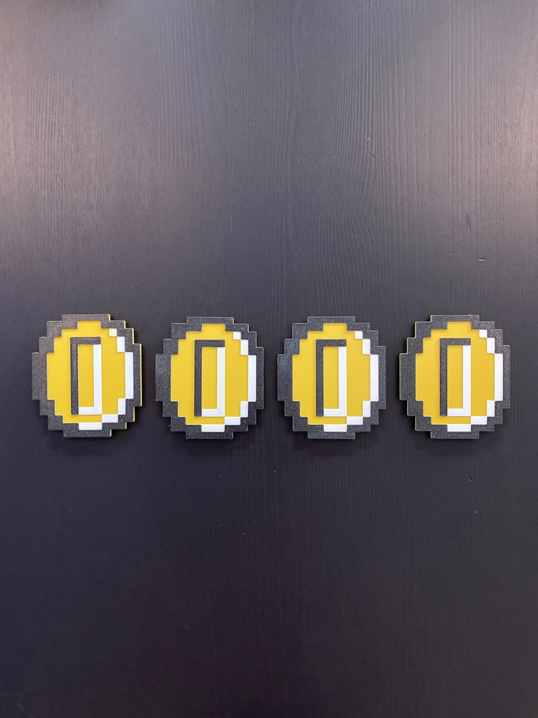 3D Printed Super Mario Coin Coaster Set Retro 16bit 3D Printed Decor ...