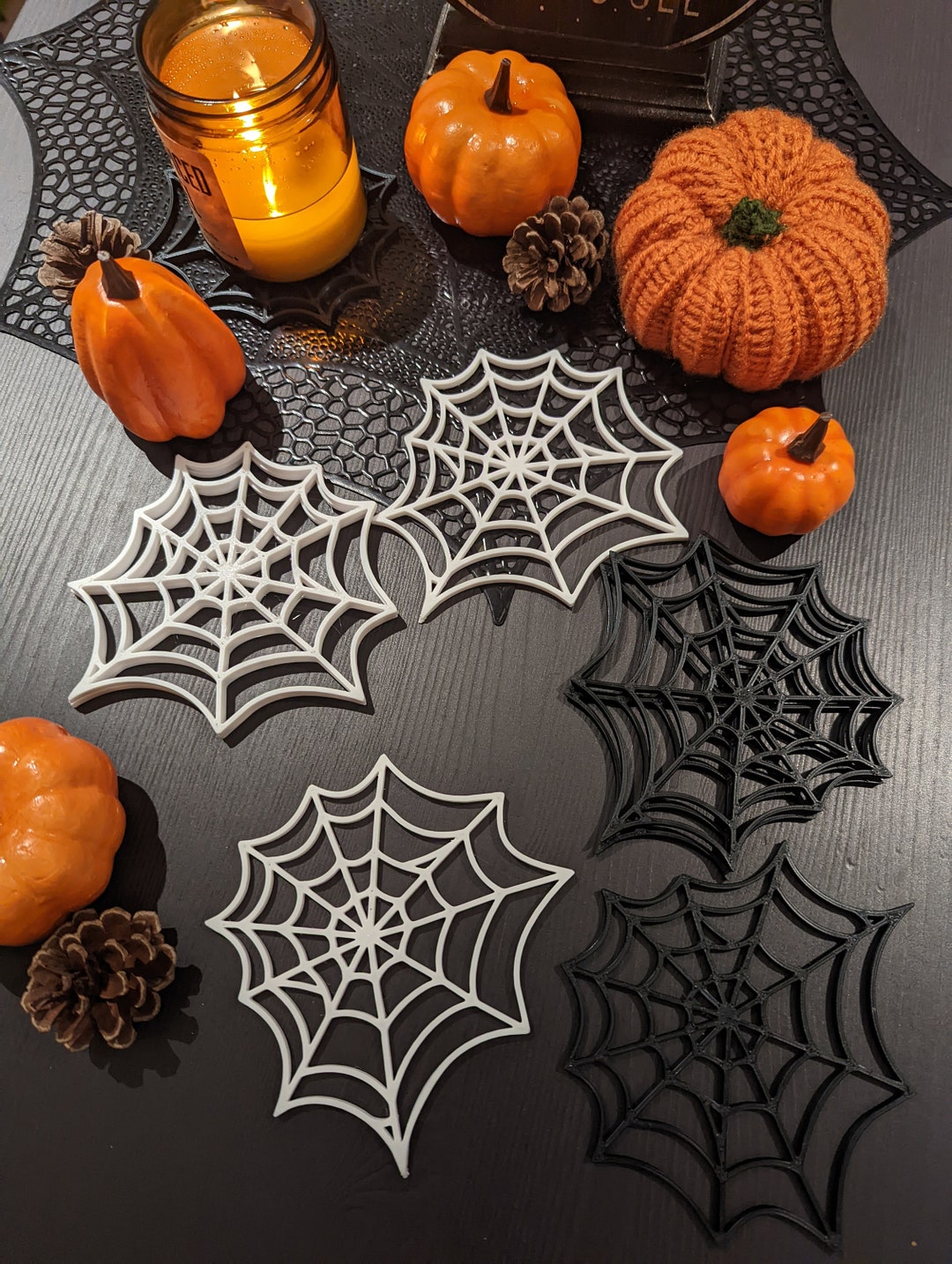 3D Printed Spider Web Coasters Halloween Table Decor Jet - Etsy