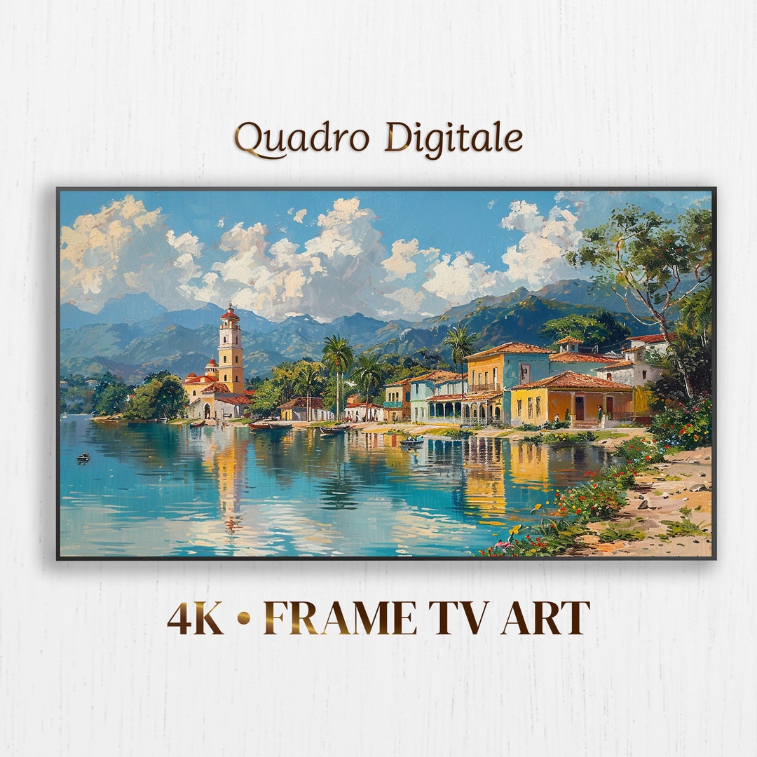 Coastal Summer Frame TV Art, Hisense Canvas TV, Summer Cuban City ...