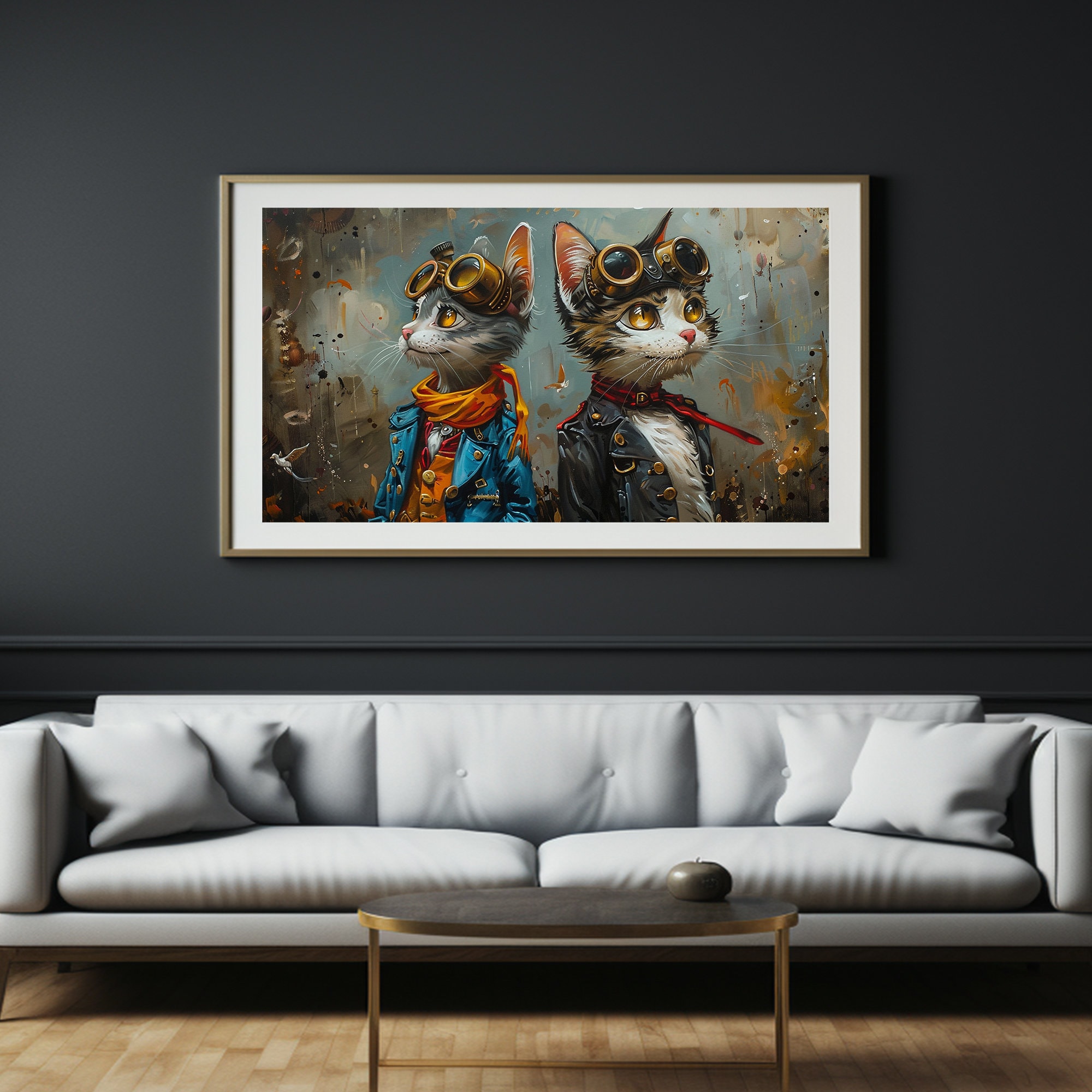 Frame TV Fan Art, Steampunk Cats Surrealism Whimsical TV Art for ...