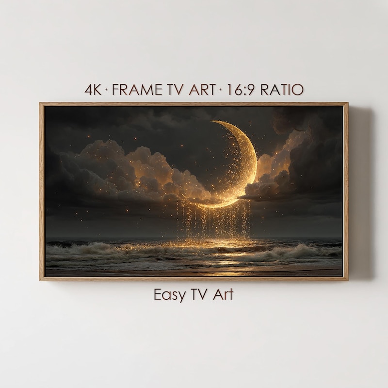 Moon With Ocean Art - Etsy