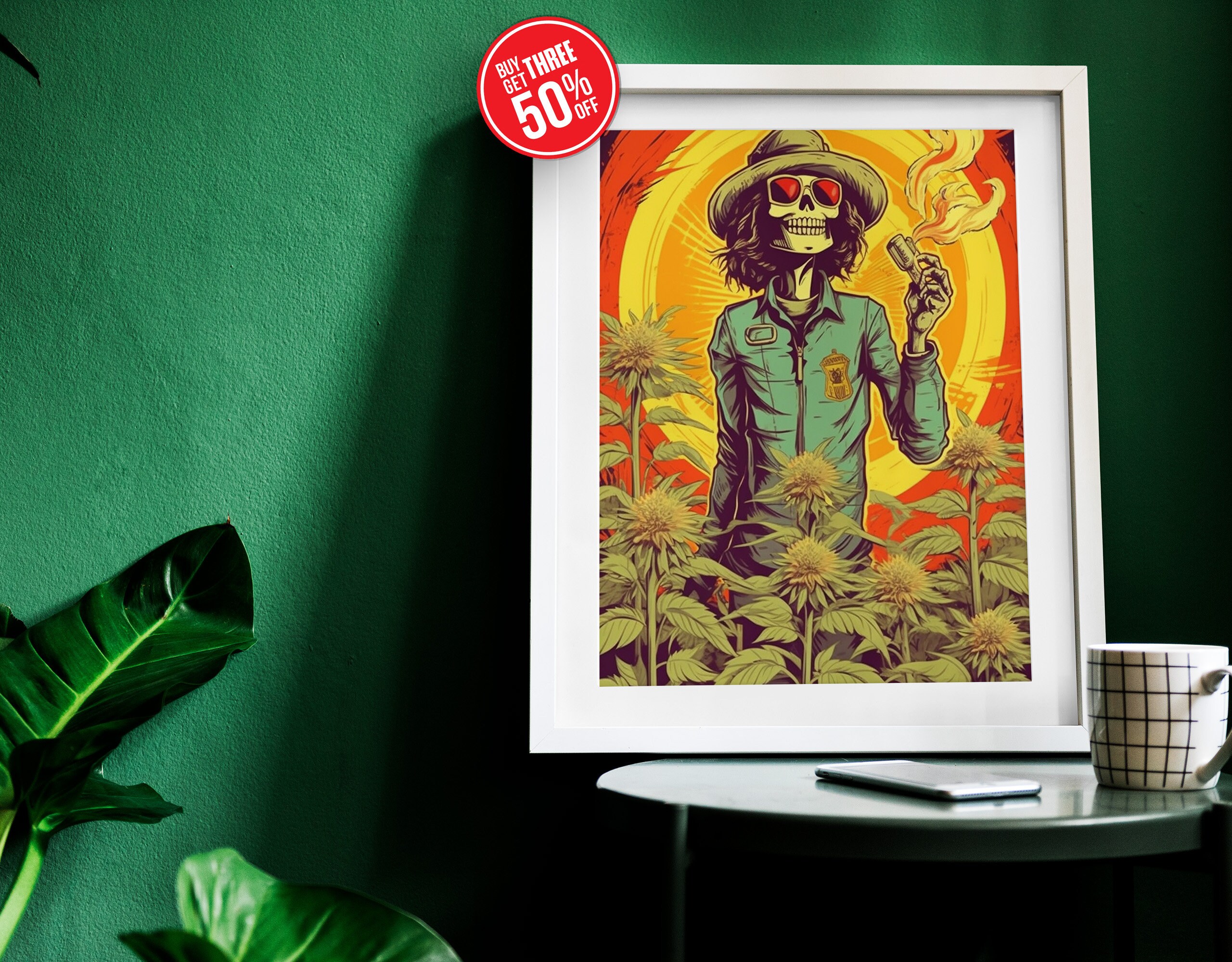 Weed Vintage Wall Art Skeleton Smoking Weed Retro Prints Man - Etsy