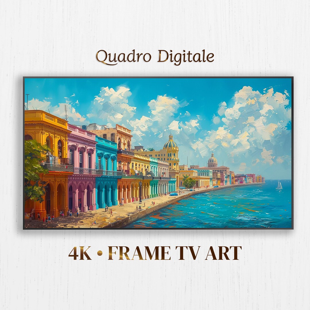 Havana Frame TV Art, Hisense Canvastv, Coastal Summer Cuba Colorful TV ...