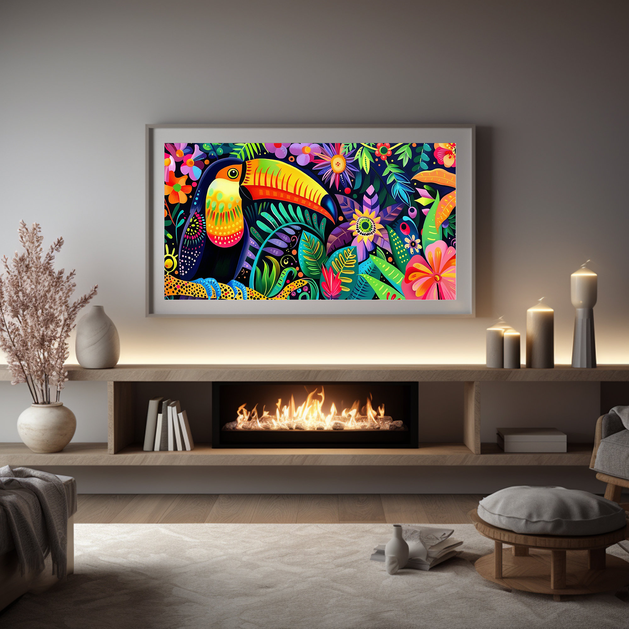 Frame TV Art, Hisense Canvastv, Toucan Painting, Colorful Modern Art ...