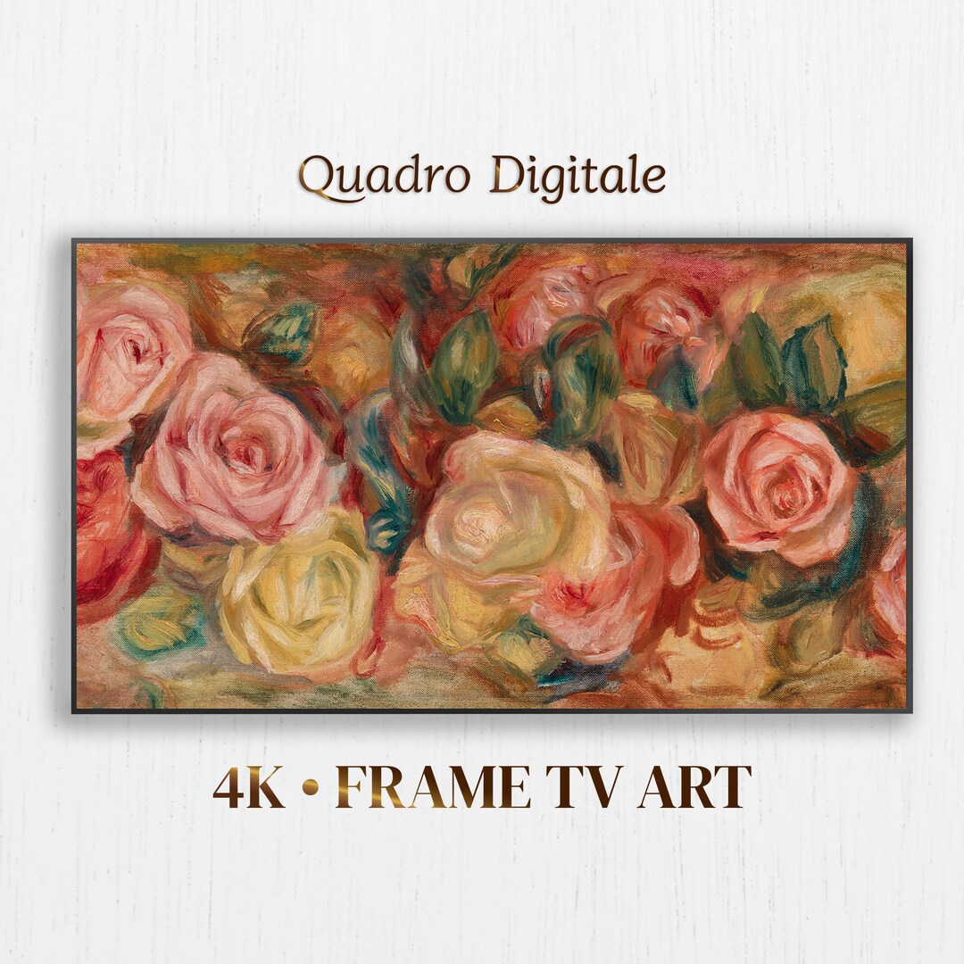 Renoir Roses Painting: Vintage Summer Frame TV Art (digital Download ...