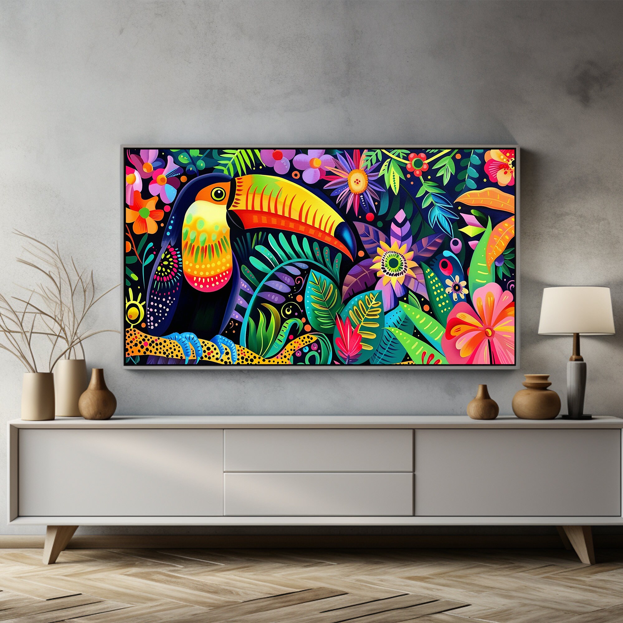 Frame TV Art, Hisense Canvastv, Toucan Painting, Colorful Modern Art ...