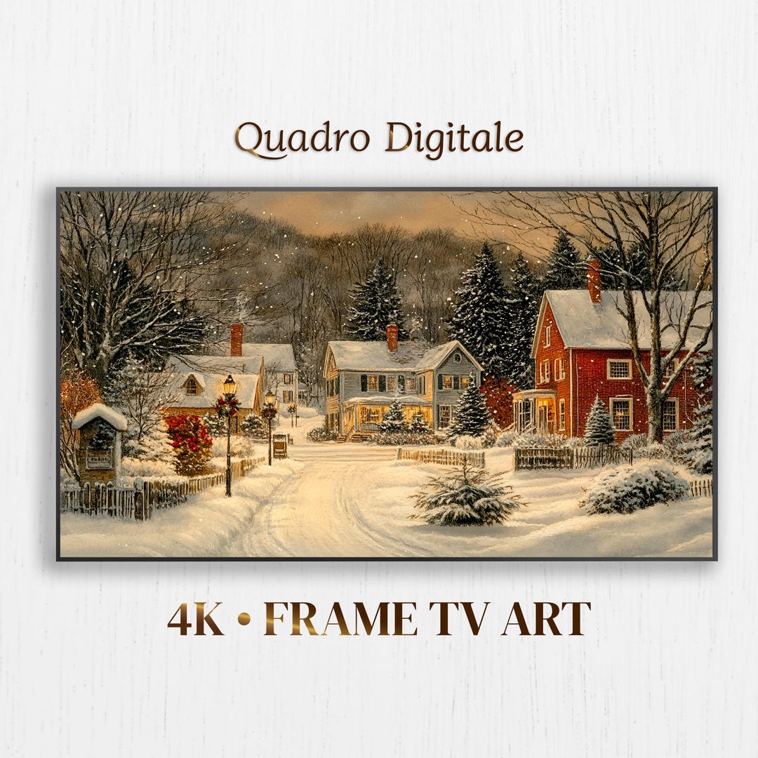Christmas Village Frame TV Art, Vintage Winter City Town Samsung Frame ...