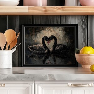 Black Swans Printable Wall Art, Gothic Symbolic Animal Print, Digital ...