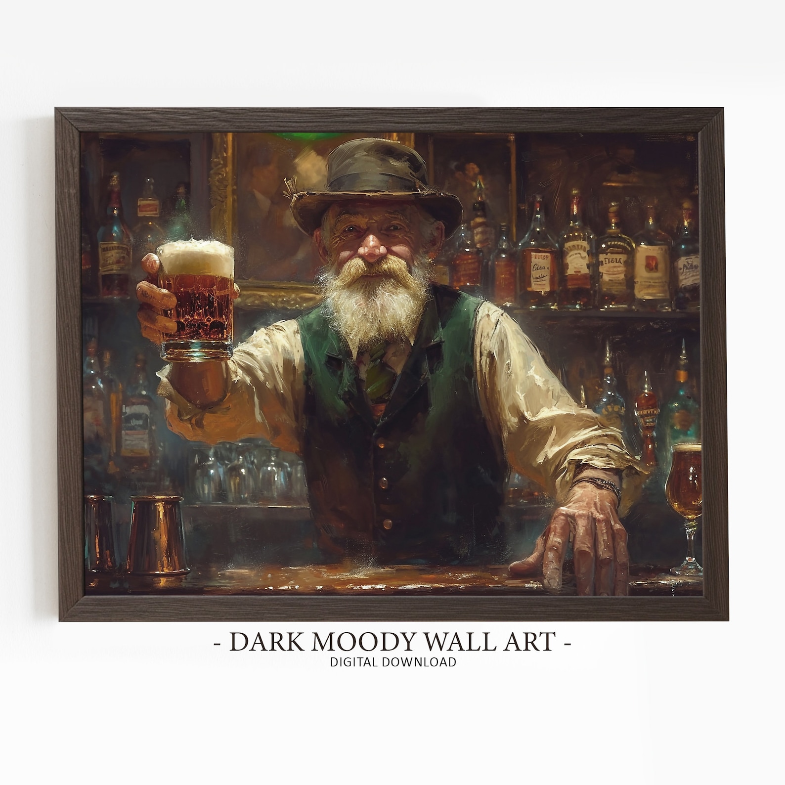 Irish Pub Bartender Printable Wall Art, Rustic Beer Tavern Portrait ...