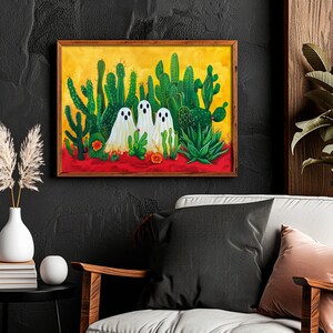 Mexican Ghost Painting Mexican Wall Art Halloween Cactus Print ...