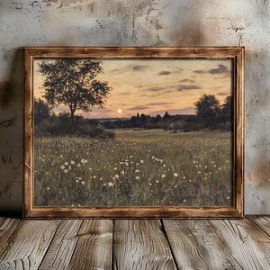Firefly Field Landscape Printable Wall Art, Evening Countryside Scene ...