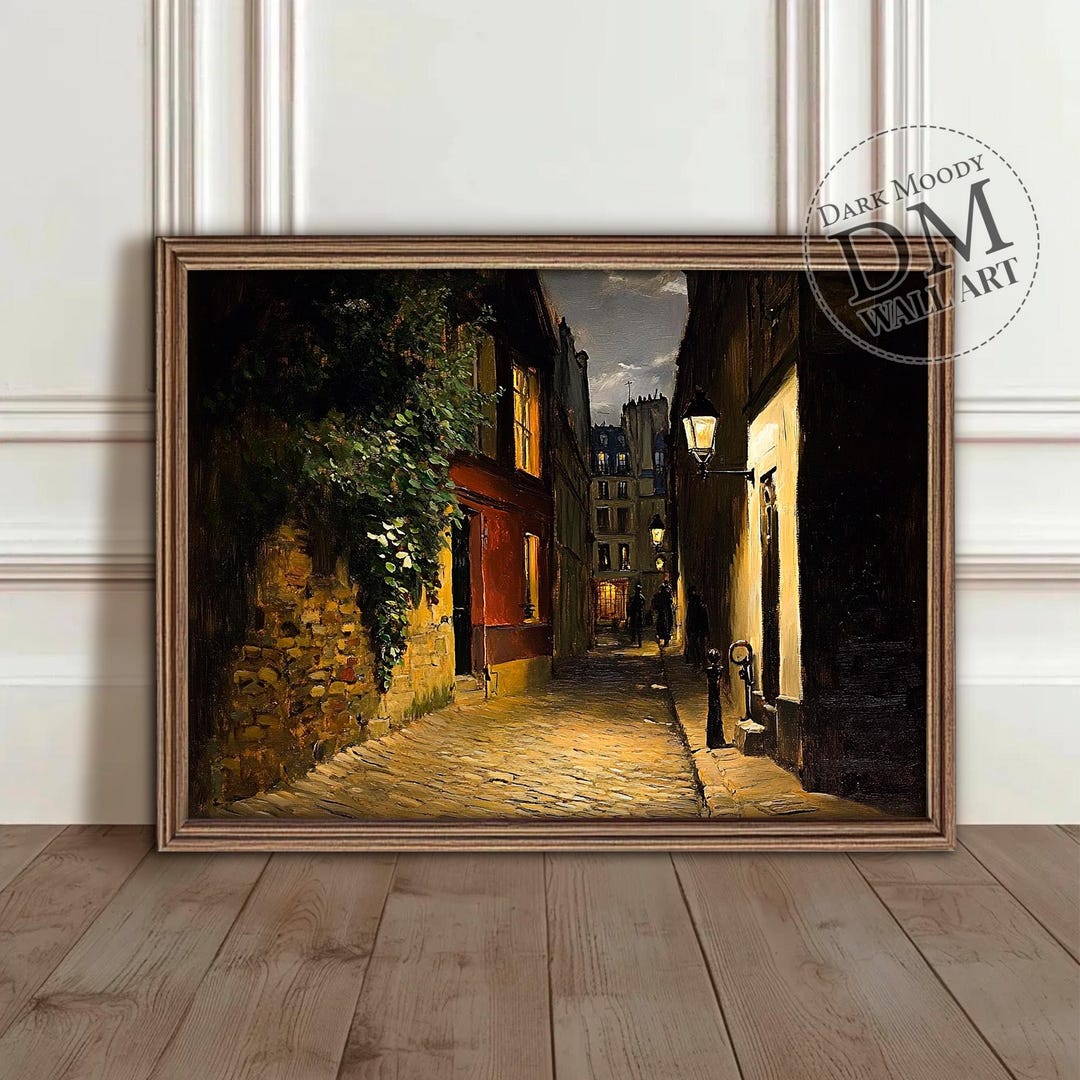 Victorian Paris Street Printable Dark Moody Wall Art, Vintage Europe ...