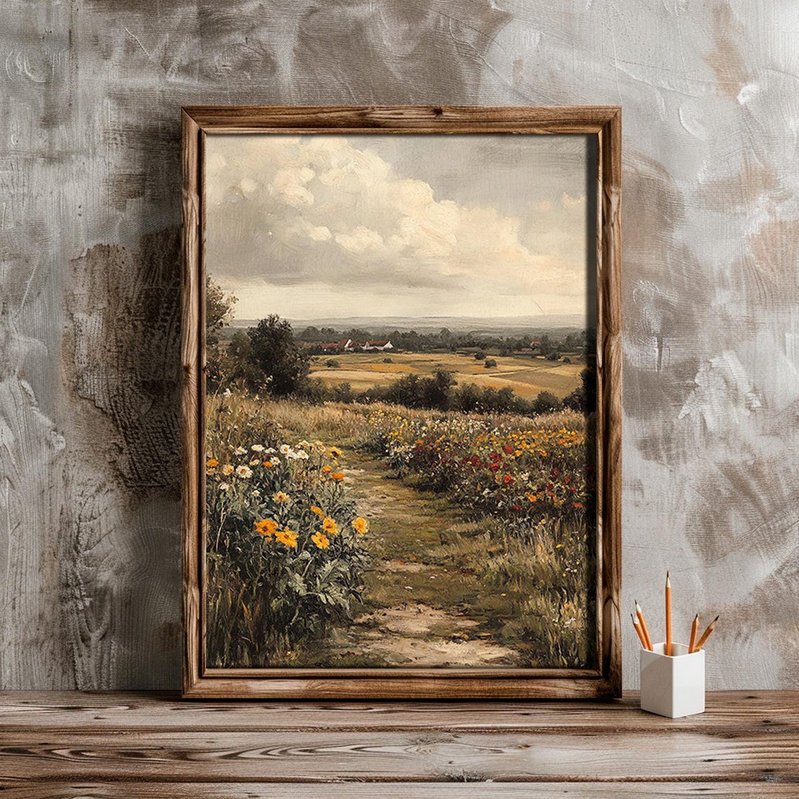 English Countryside Printable Wall Art, Rustic Wildflower Field ...