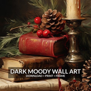 Rustic Christmas Wall Art Book Art Candle Printable Vintage Christmas ...