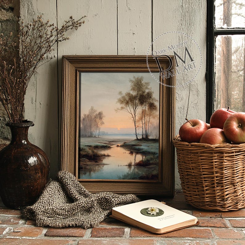 Swedish Landscape Printable Wall Art, Vintage Scandinavian River at ...