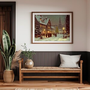 Vintage Christmas Village Printable Wall Art, Victorian City Town ...