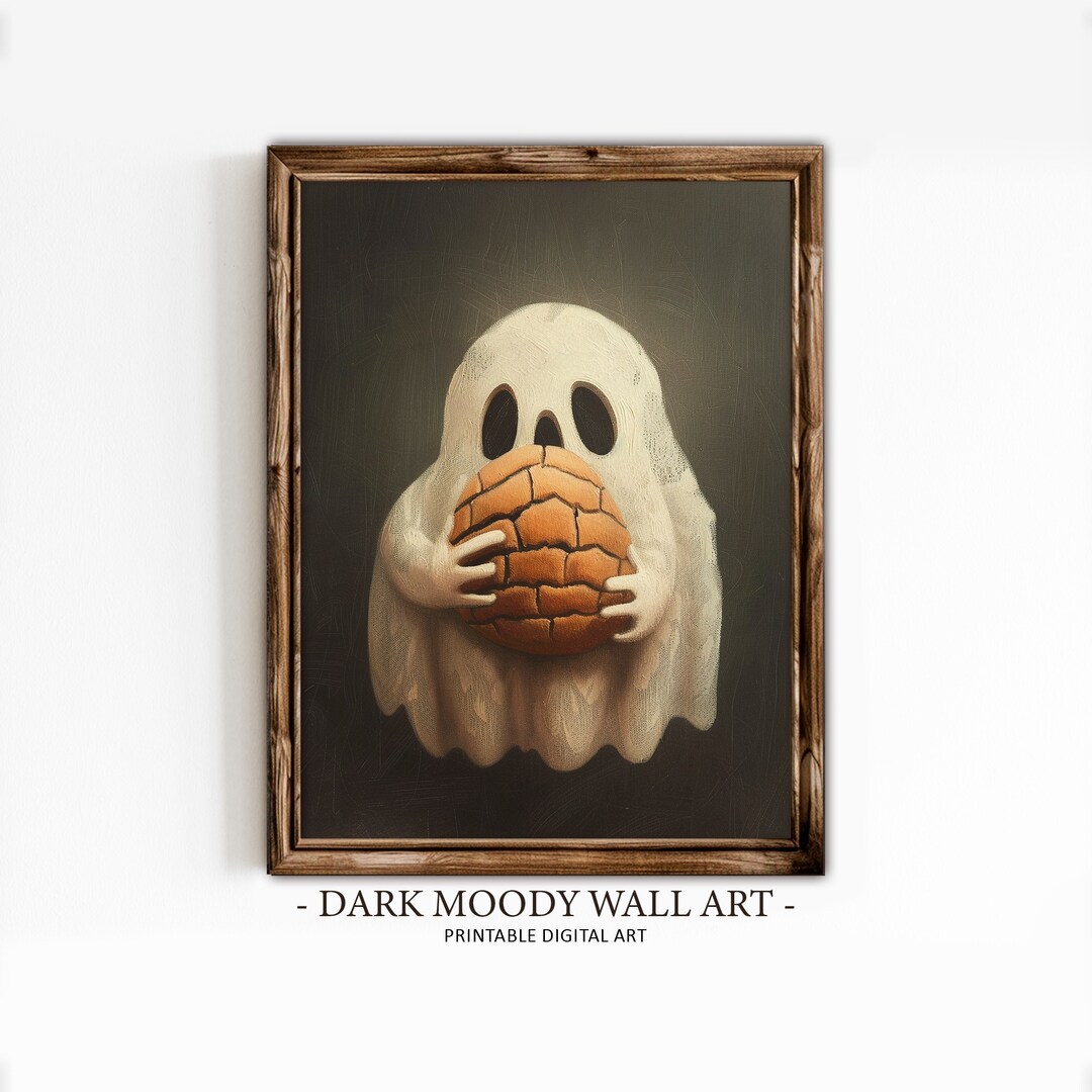 Mexican Ghost Eating Concha, Gothic Halloween Dark Academia Wall Art ...