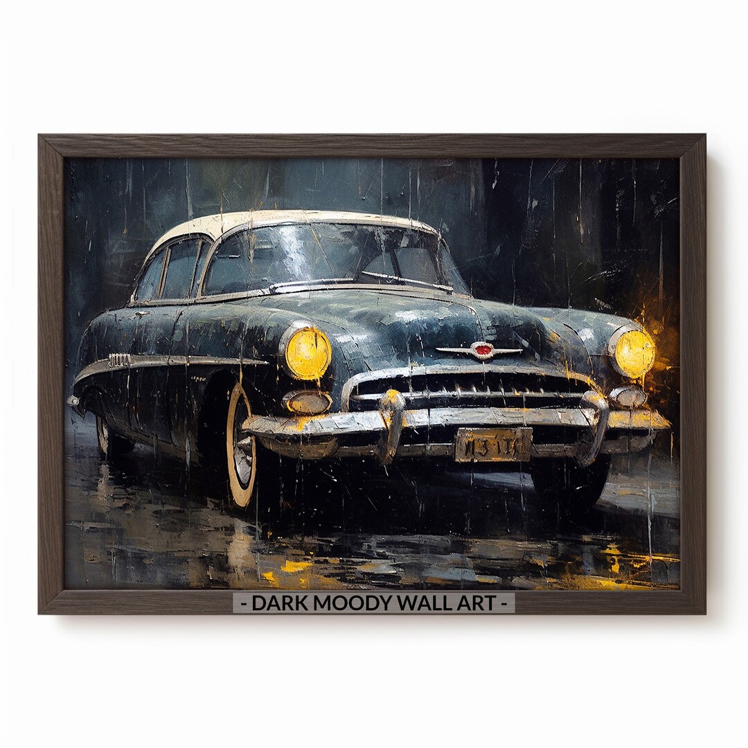 Vintage Retro Auto Gemälde Klassische schwarze Auto Wand - Etsy.de