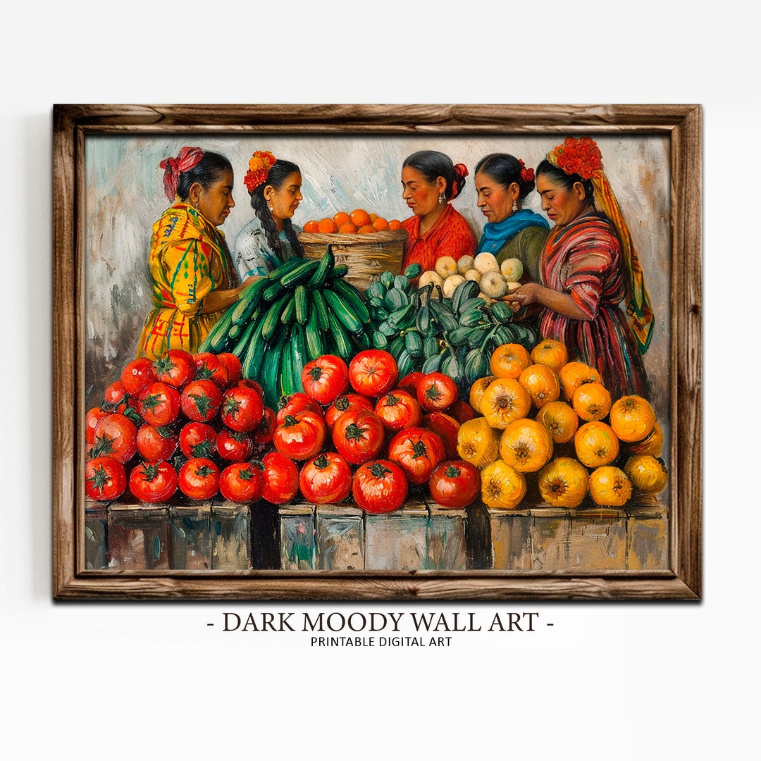 Mexican Art, Mexican Food Market Print, Printable Hispanic Wall Art ...
