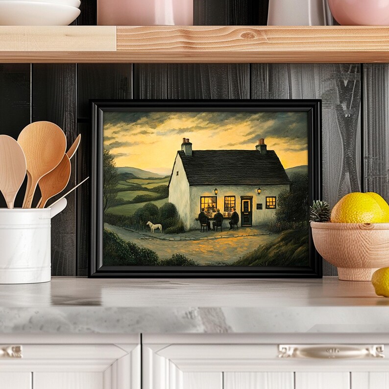 Irish Countryside Pub Printable Wall Art, Rustic Village Tavern Print ...