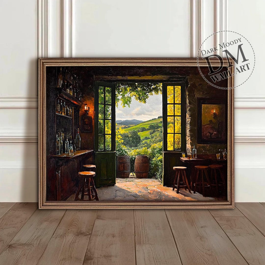 Irish Pub Printable Dark Moody Wall Art, Vintage Countryside Sunset ...