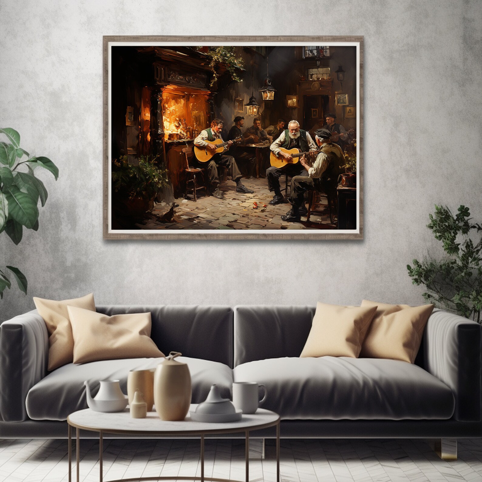 Irish Pub Scene Printable Wall Art, Rustic Music Tavern Print, Vintage ...