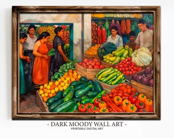 Printable Mexican Street Market Wall Art, Food Vendor Print, Colorful ...