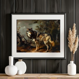 Antique Wolf Print, Printable Wolf Wall Art, Moody Rustic Farmhouse ...