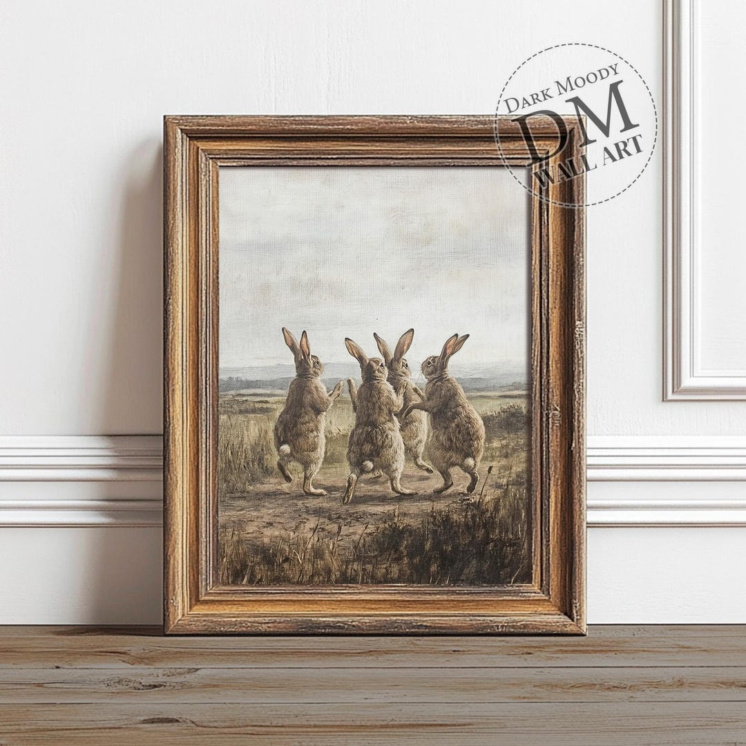 Bunny Art Print, Neutral Cottagecore Nursery Wall Decor Digital ...