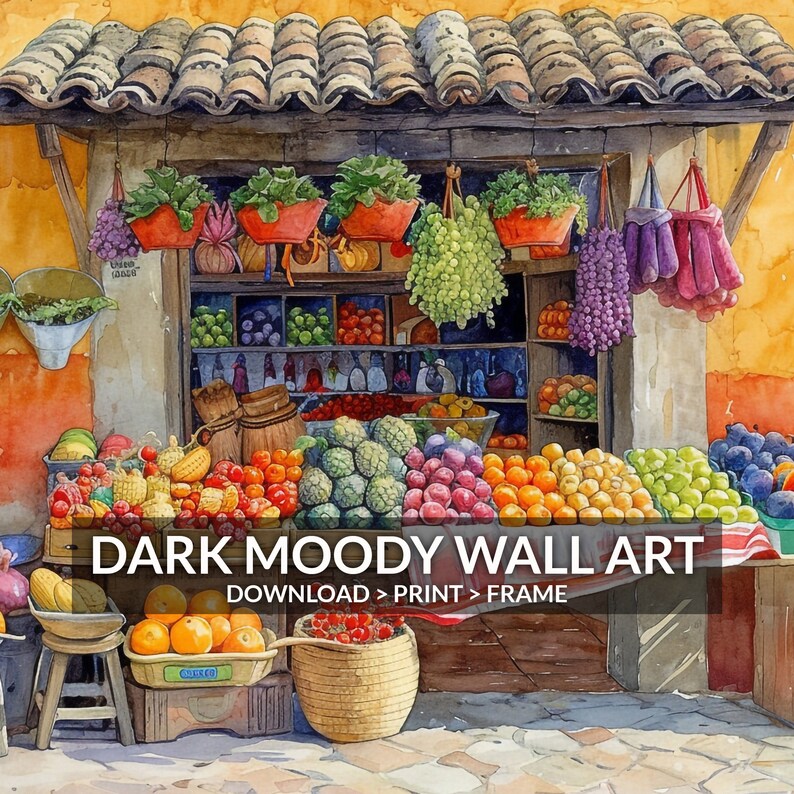 Mexican Market Printable Wall Art, Rustic Fruit and Vegetable Stand ...