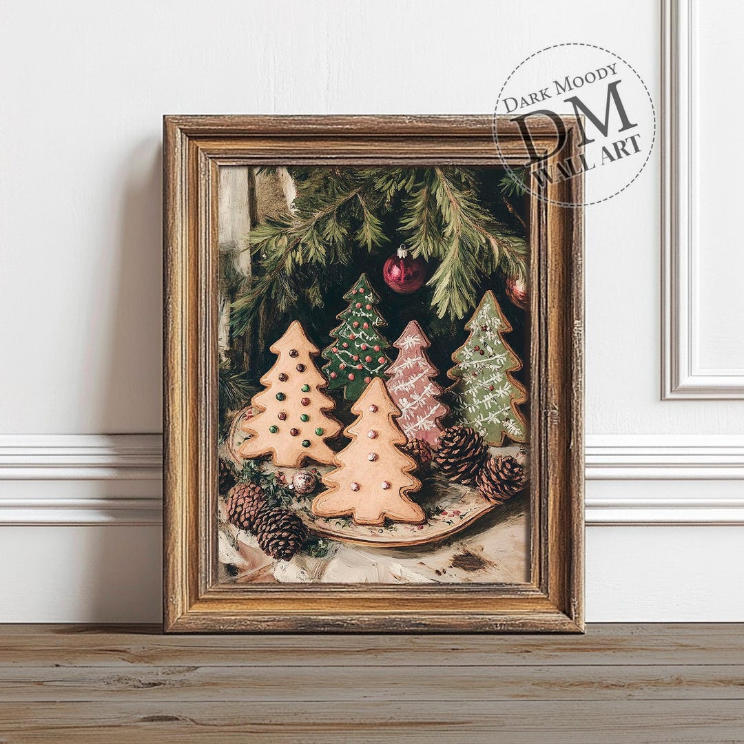 Christmas Tree Gingerbread Cookies Print, Printable Vintage Christmas ...