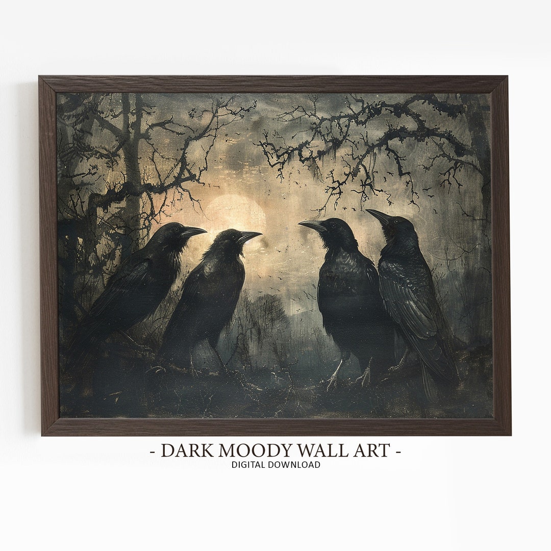 Ravens of Dusk Printable Wall Art, Gothic Dark Crow Print, Digital ...