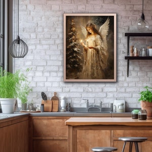 Christmas Angel Print, Vintage Festive Decor, Printable Holiday ...