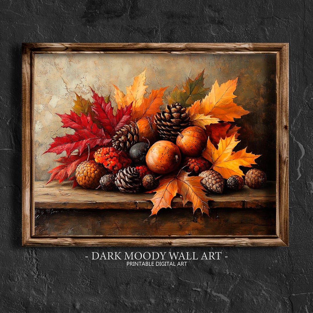 Autumn Leaves Wall Art, Printable Pinecone Fall Prints, Autumn Country ...