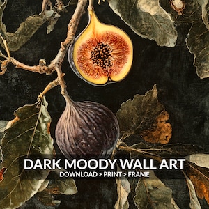 Vintage Fig Print, Printable Fruit Wall Art, Moody Fig Tree Painting ...