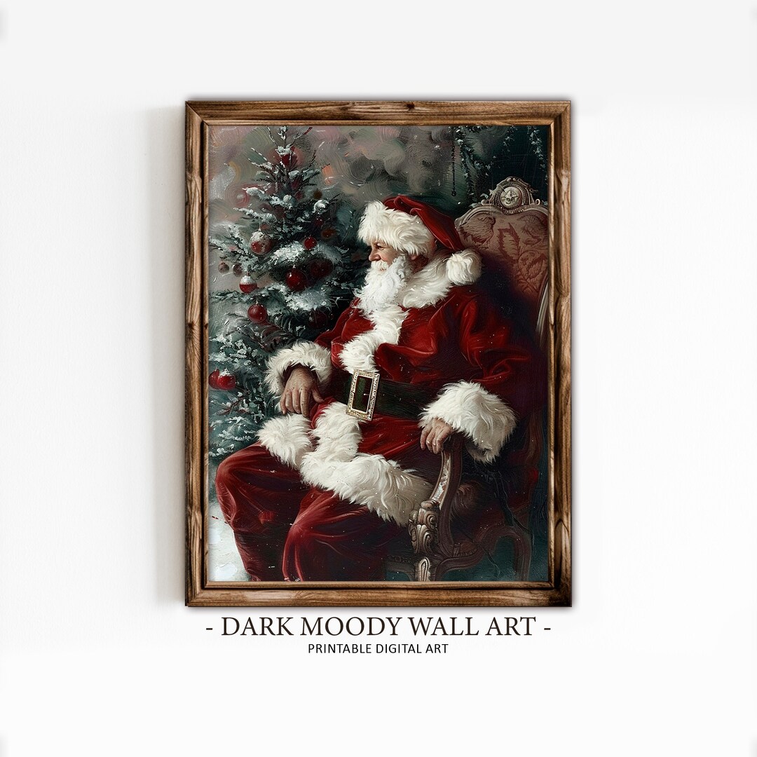 Vintage Santa Print Printable Christmas Holiday Wall Art Rustic ...